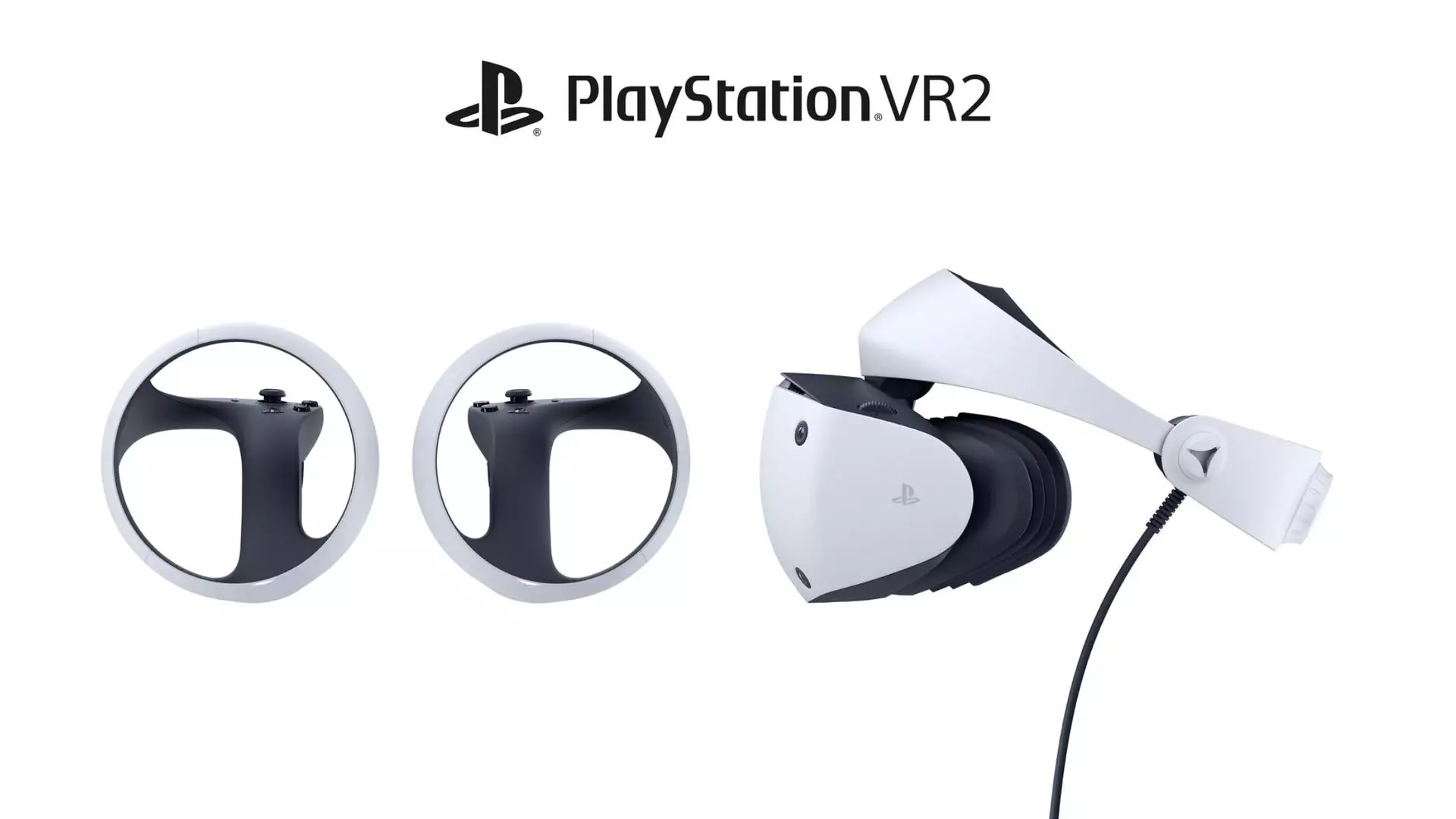 Sony PlayStation VR2 гарнитурасын және Sense контроллерін көрсетеді