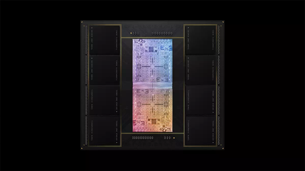 In foto fan 'e M1 Ultra-chipset.