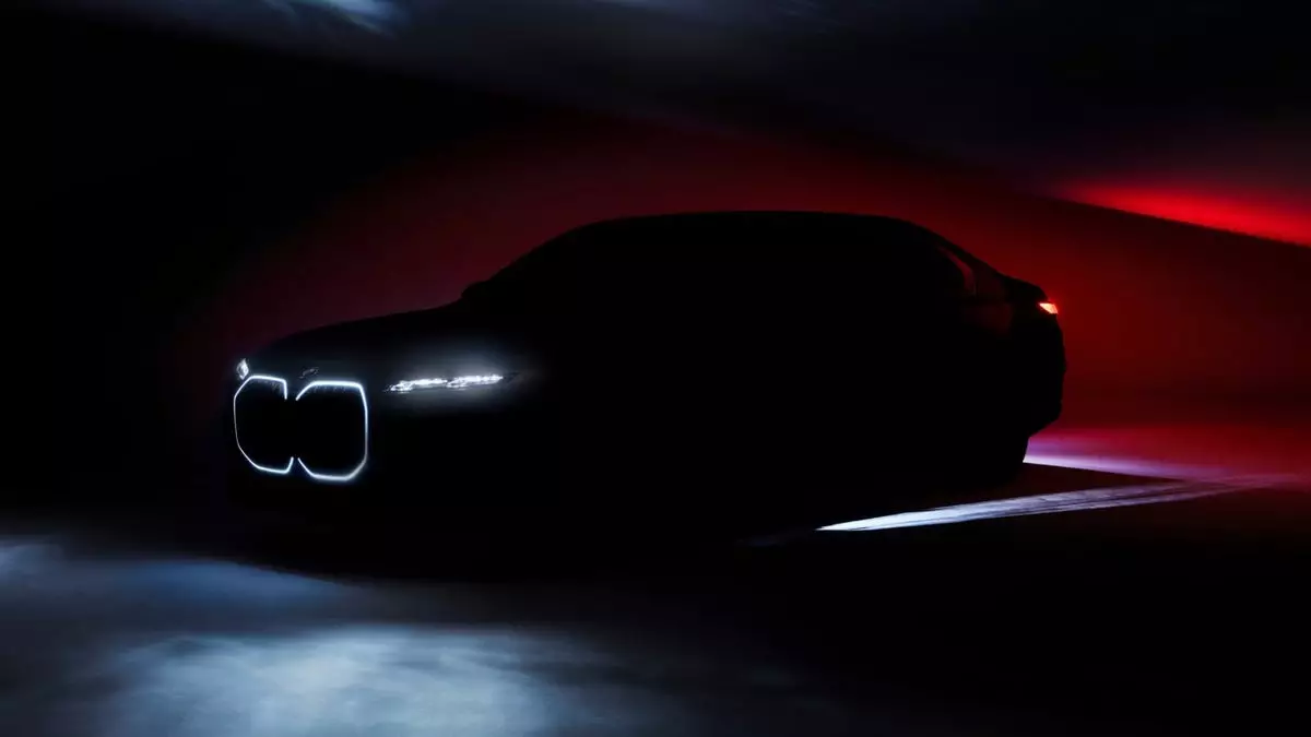 BMW i7 teaserbild som visar fronten