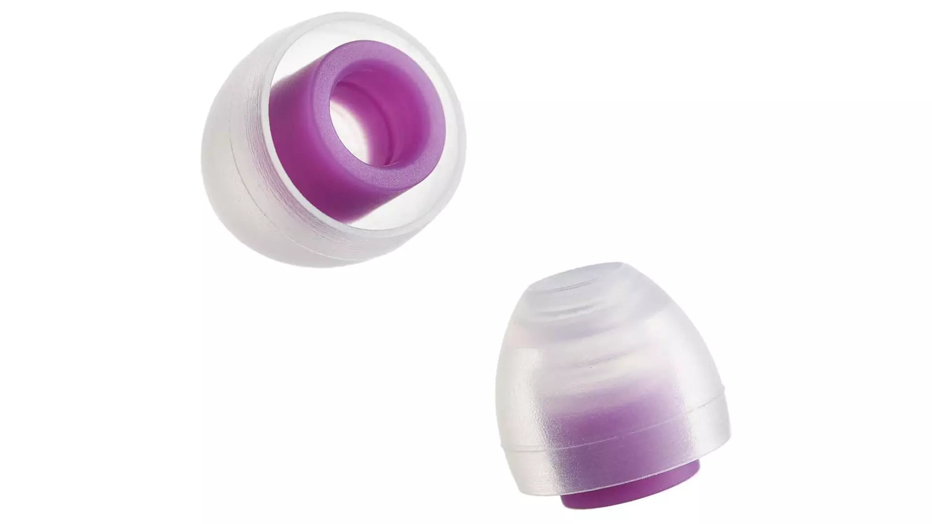 As puntas dos auriculares de silicona SpinFit CP100 en cor violeta