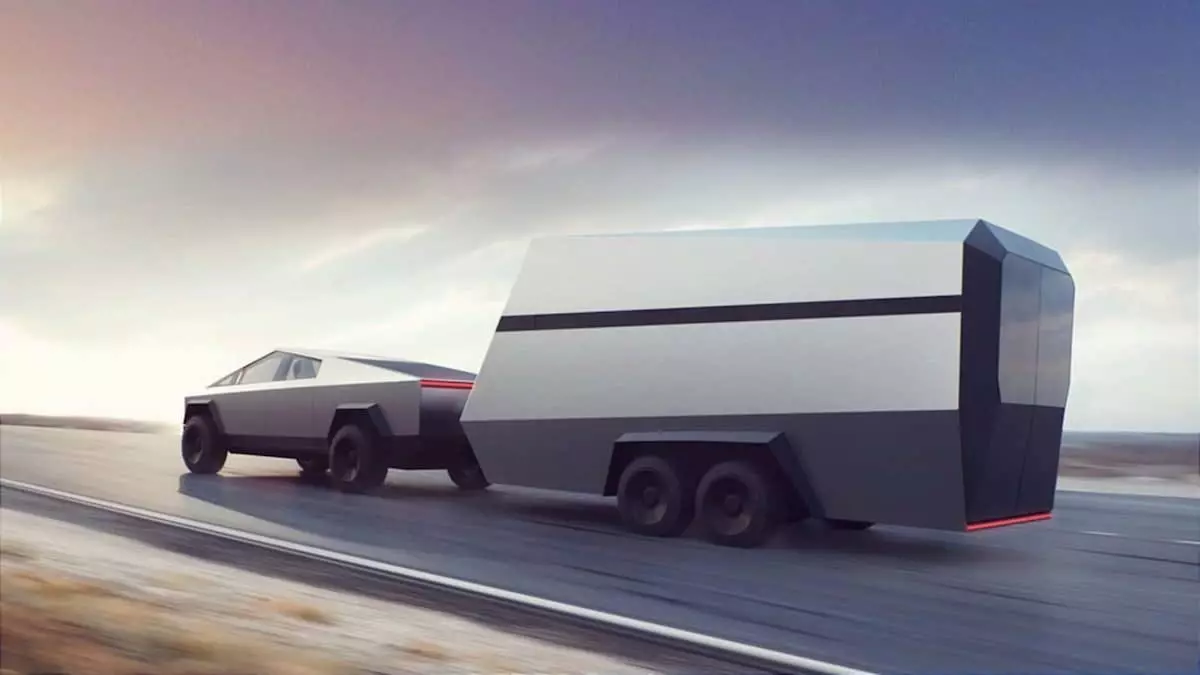 Tesla Cybertruck towing lub camper trailer