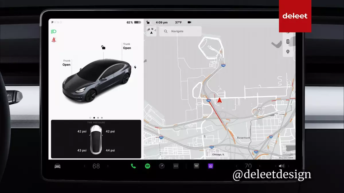 obrázek konceptu Tesla UI.
