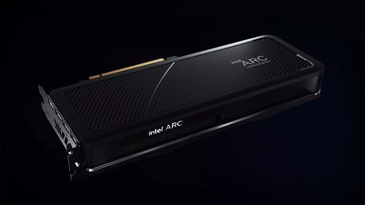 Intel Arc დესკტოპის GPU-ს რენდერი.