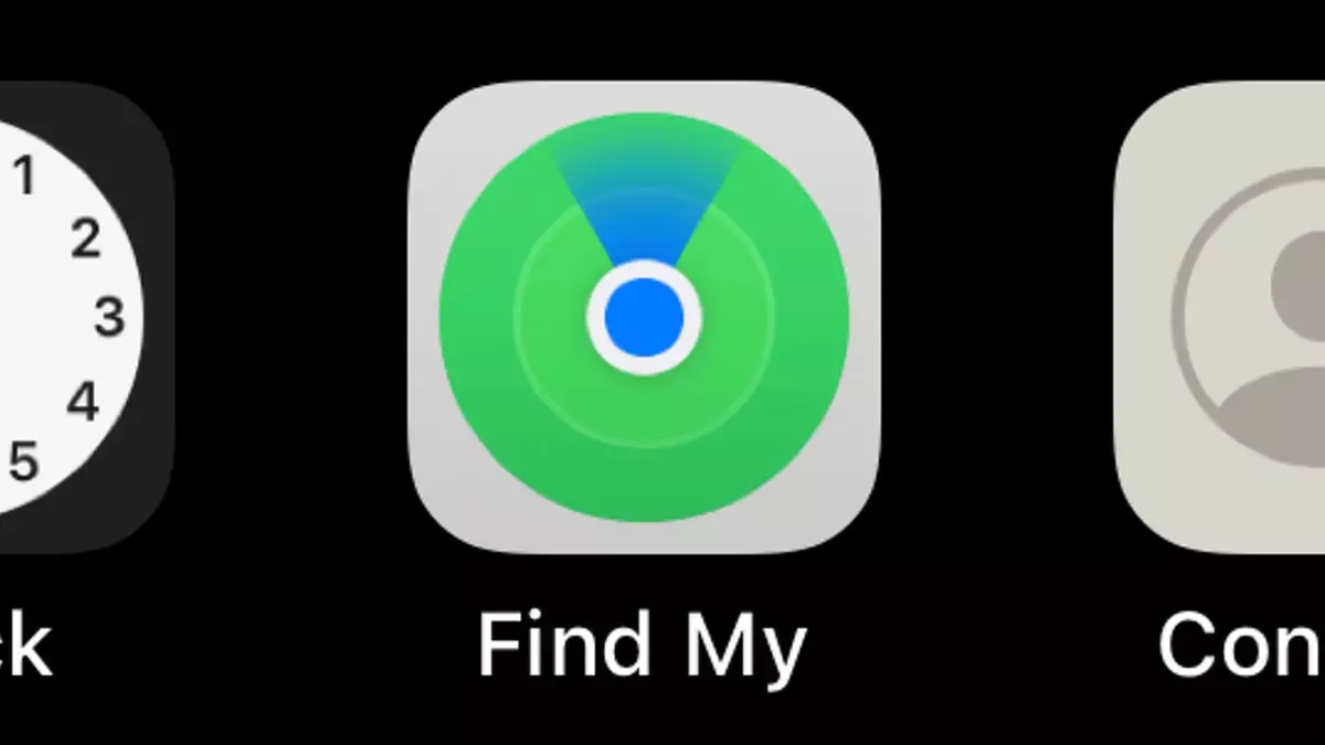 La ikono Trovu Mian aplikaĵon sur ekrano de Apple iPhone
