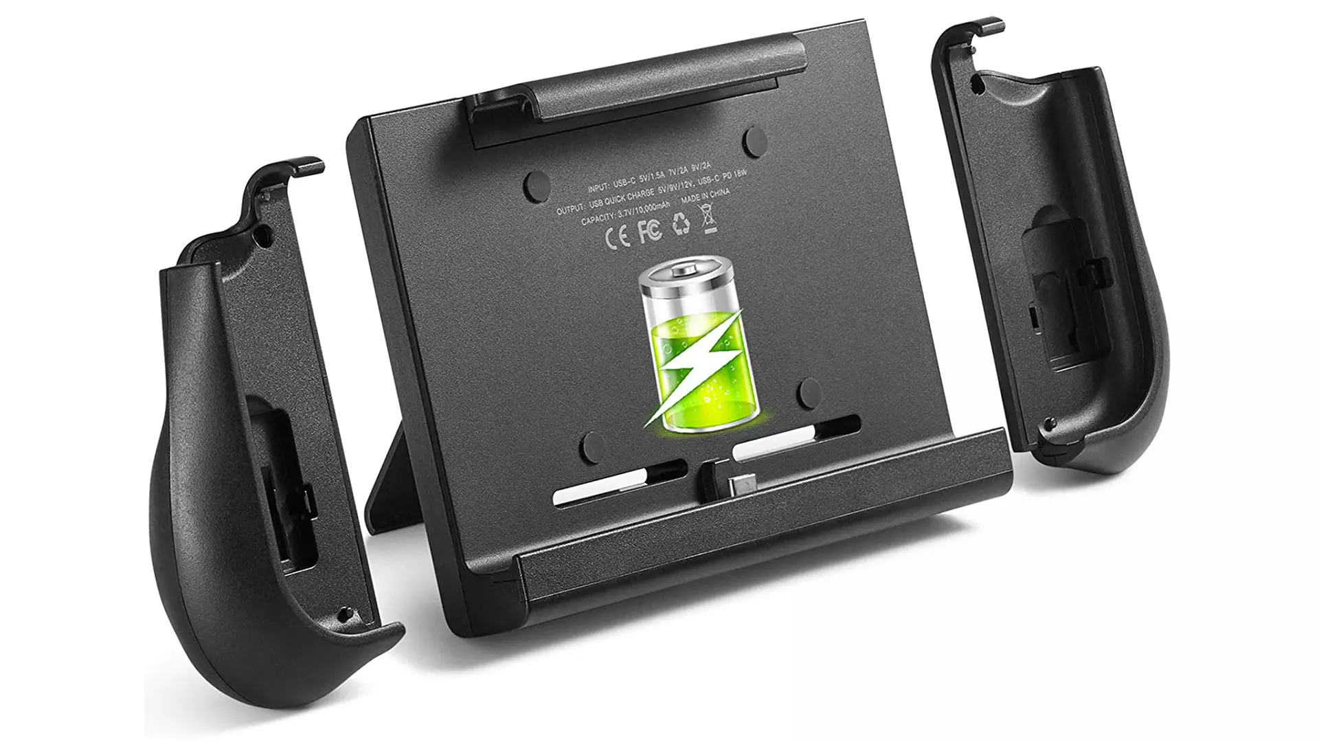 YOBWIN akumulatora lādētāja apvalks standarta Nintendo Switch un tā Joy-Cons.