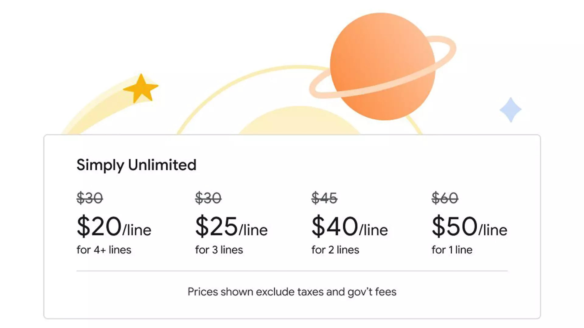 Les nouveaux tarifs illimités de Google Fi commencent à 50 $ pour une ligne.