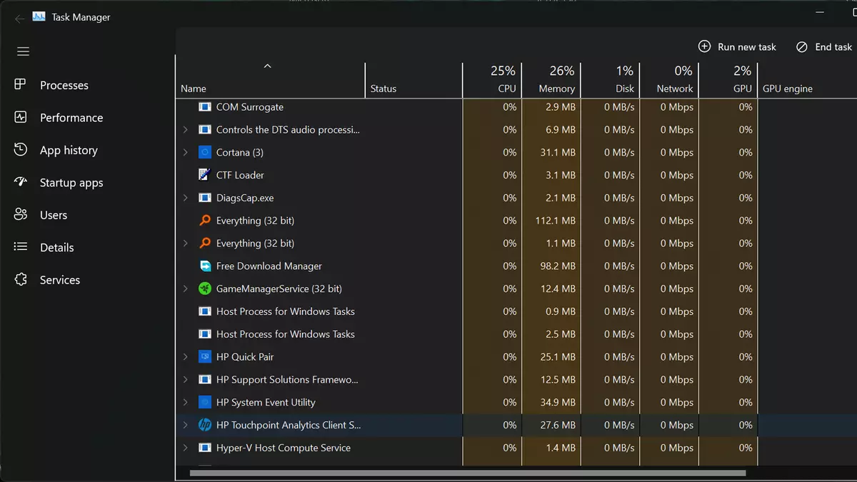 a Windows 11 újratervezett Feladatkezelőjének képe.