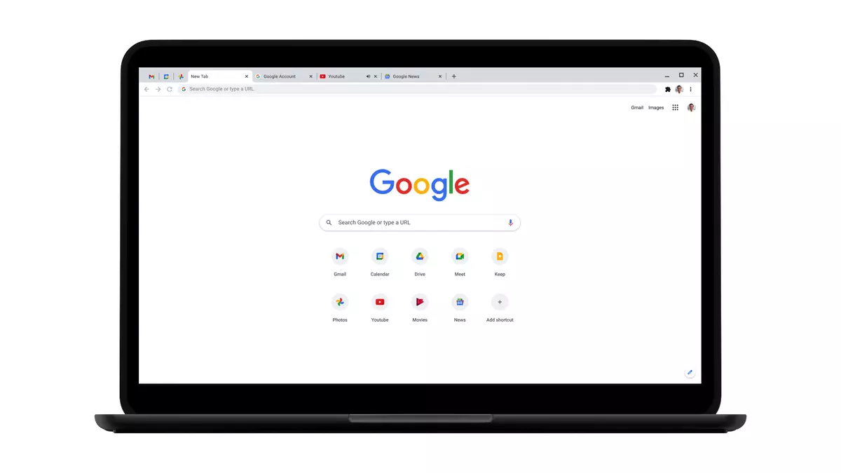Unha ilustración de Chrome funcionando nun portátil.