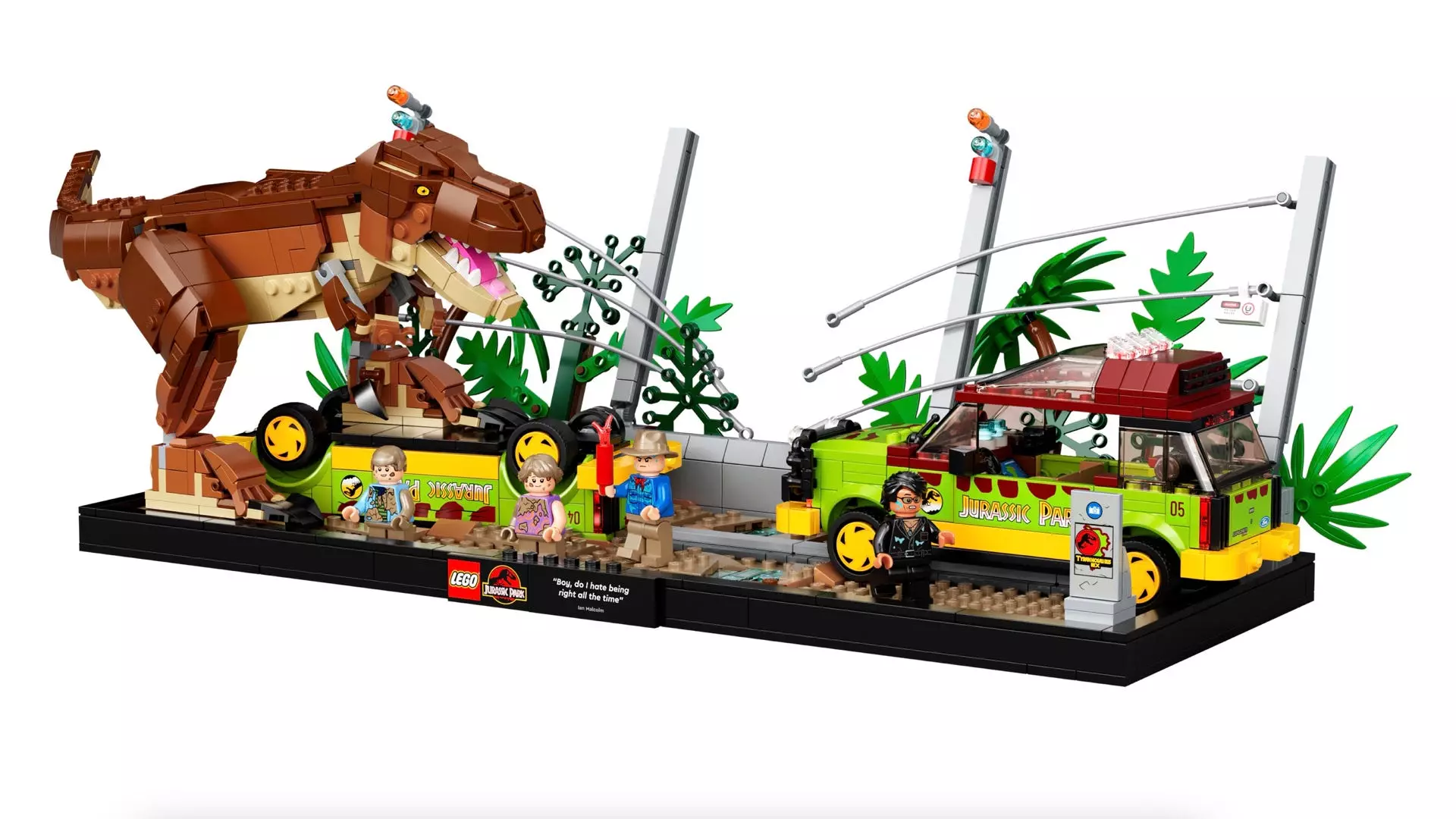 Nei LEGO Jurassic Park Sets enthalen déi berühmt T-Rex Szen