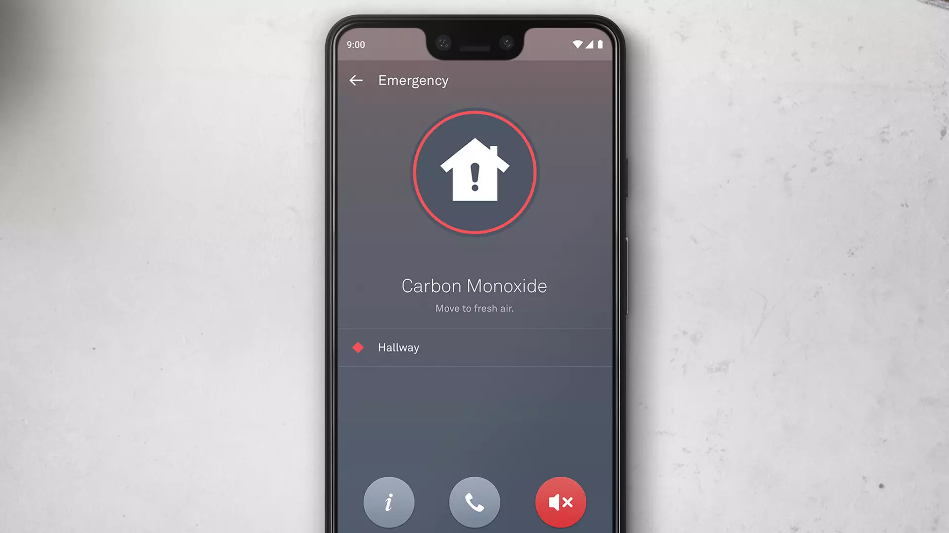 Isexwayiso se-smartphone ye-carbon monoxide esivela ku-Nest Protect.