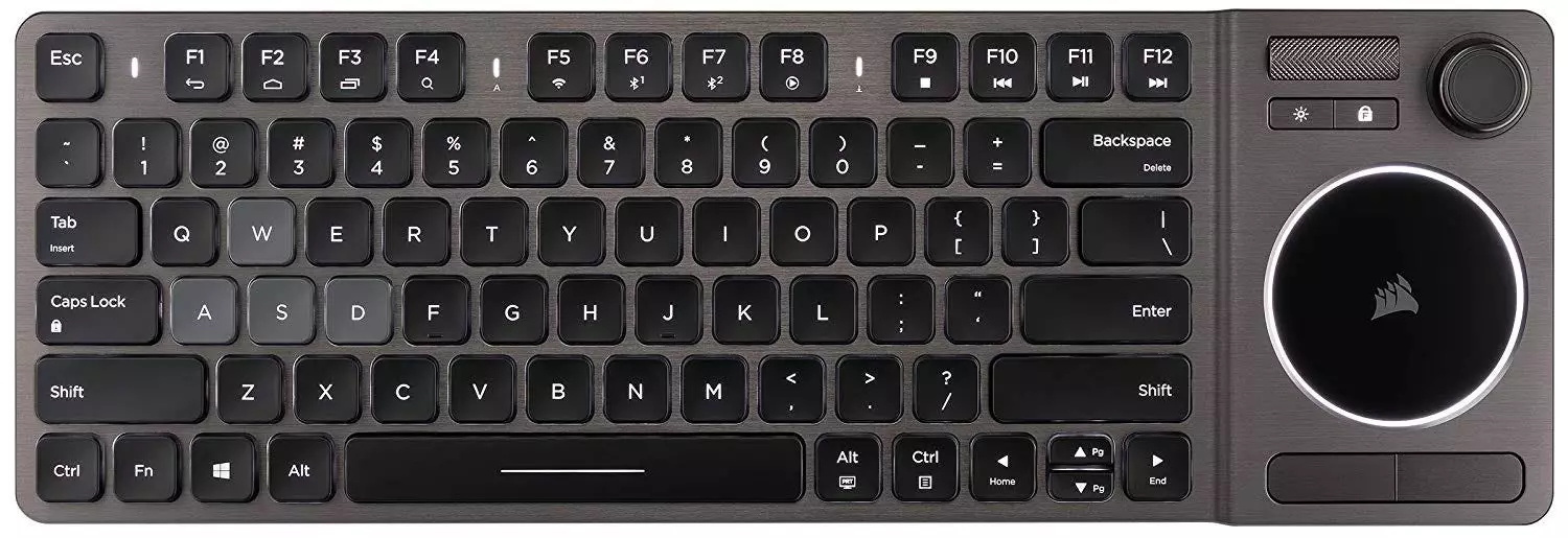Corsair K83 कीबोर्ड, वरून.