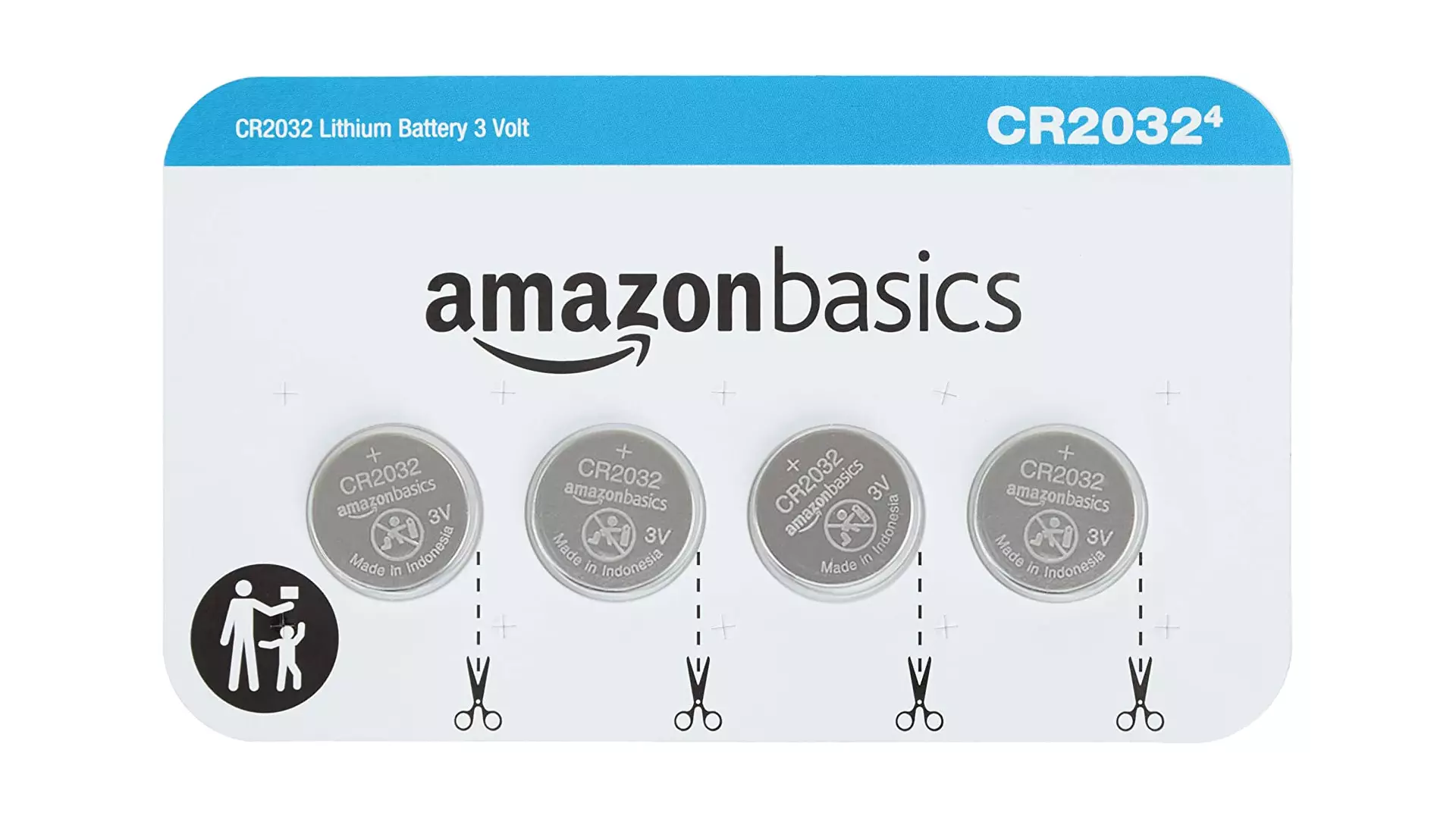 Amazon Basics CR2032 ბატარეების 4 პაკეტი