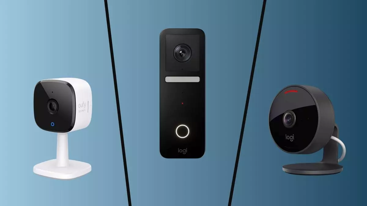 най-добрите камери за сигурност, които работят с apple homekit, включително solo indoorcam c24 на eufy security, жичен звънец на logitech с кръгъл изглед и жична камера с кръгъл изглед на logitech