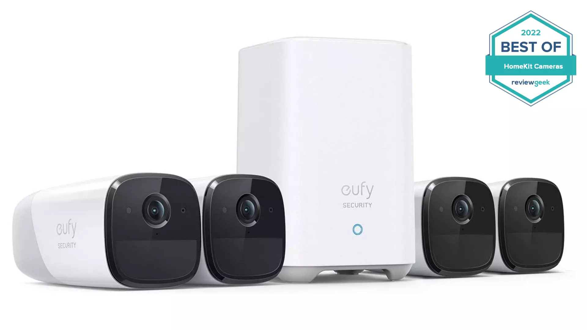 eufyCam 2 Pro Wireless Home Security Camera System med fire kameraer og en central hub