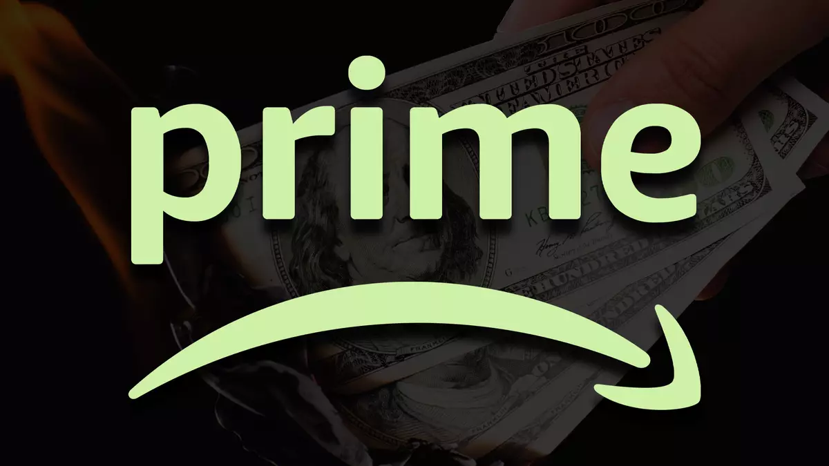 Usa ka nagkunot nga logo sa Prime sa usa nga nagsunog sa $100 nga mga bayranan.