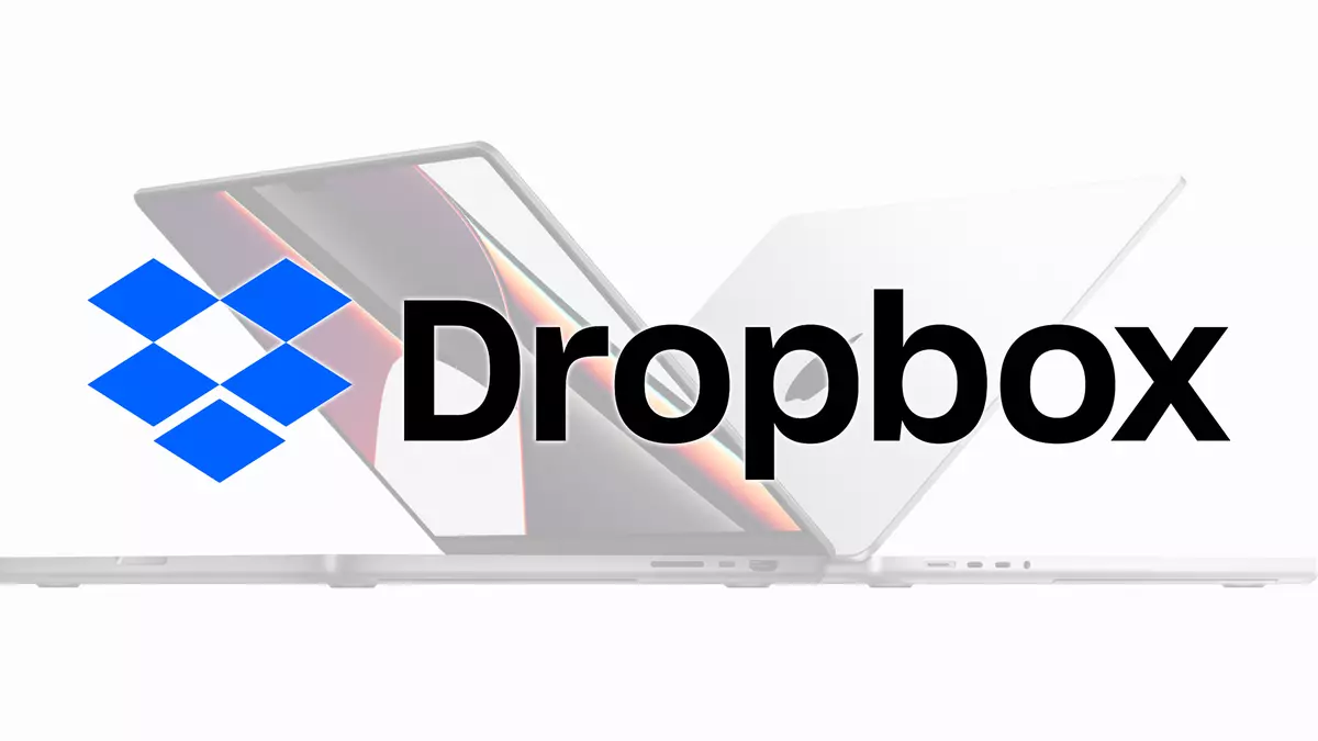 Логото на Dropbox над MacBook Pro