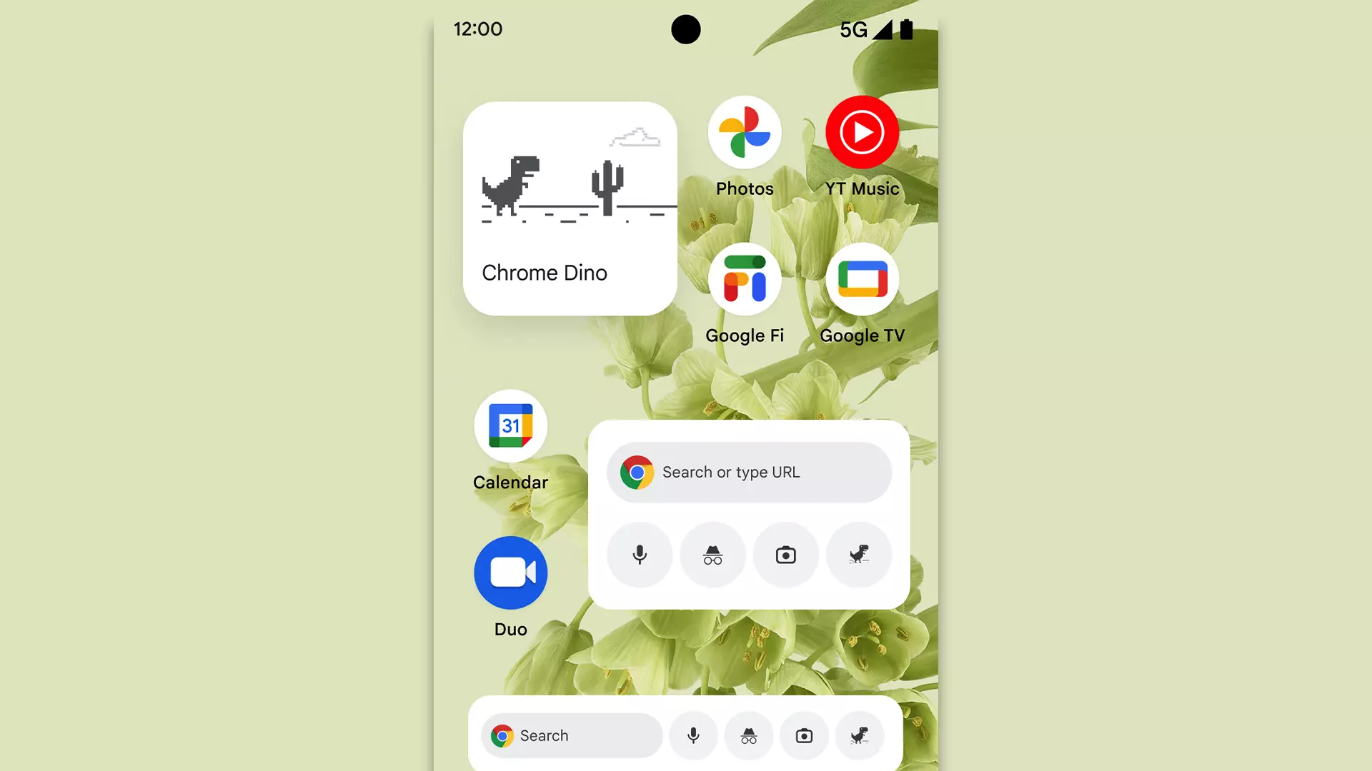 Google-yň dinozawr oýny, Android öý ekranyna gelýär