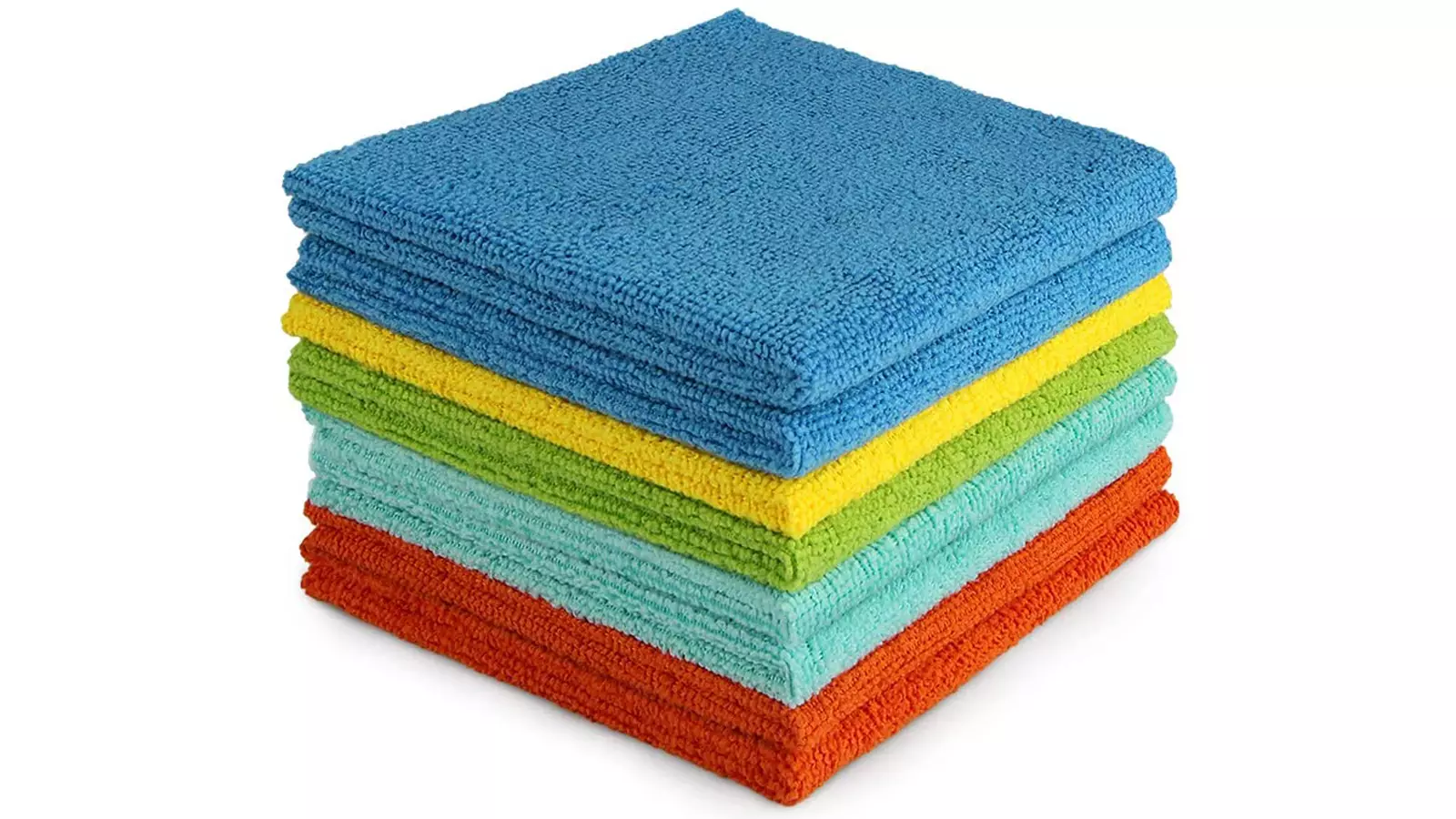 Подредени кърпи за почистване от микрофибър.