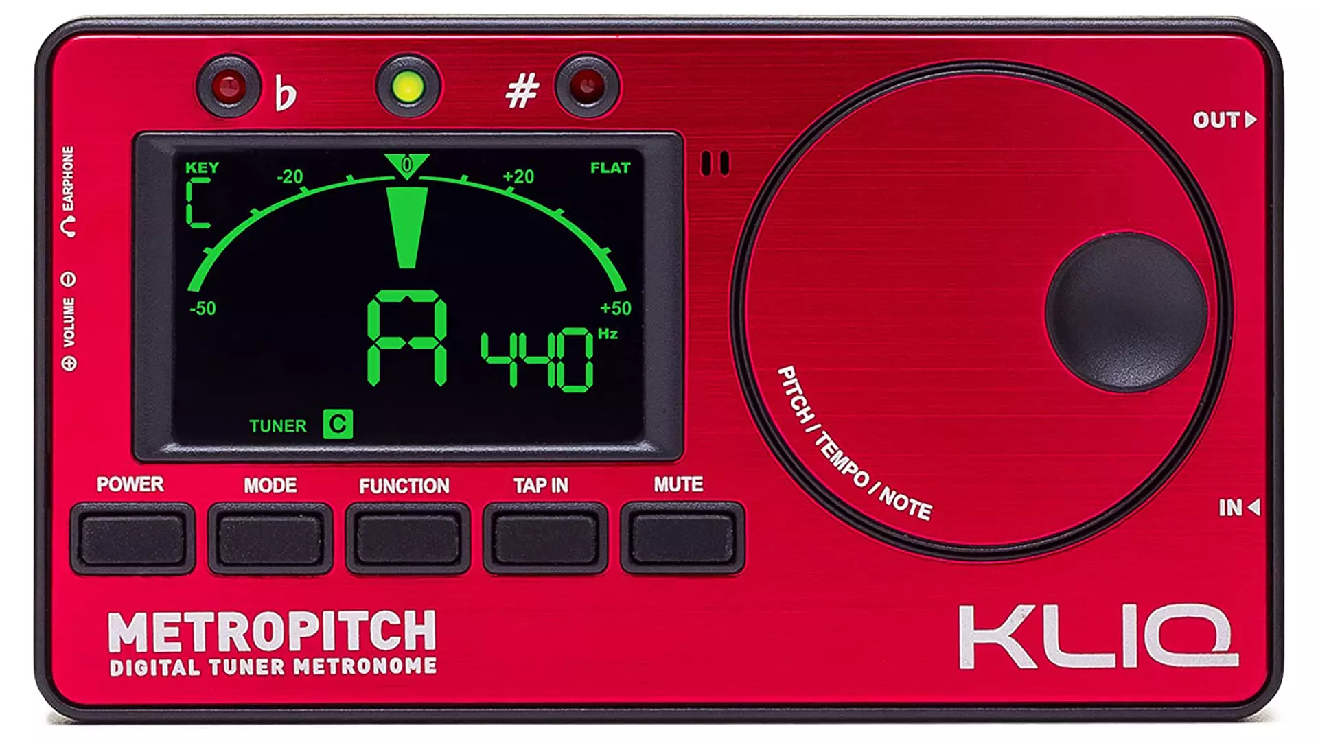 KLIQ MetroPitch באדום מכוון לכיוון A=440