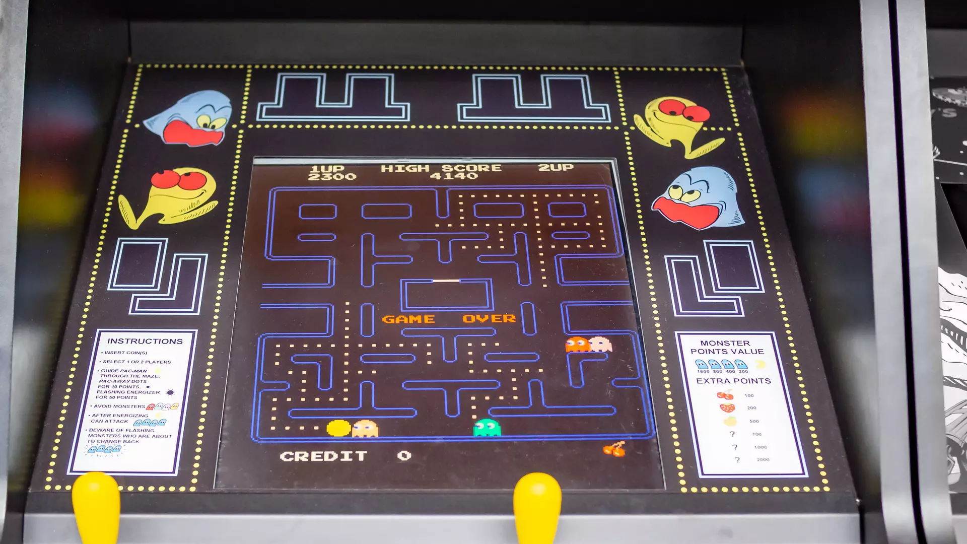 Isang close-up ng isang 'Pac-Man' arcade machine