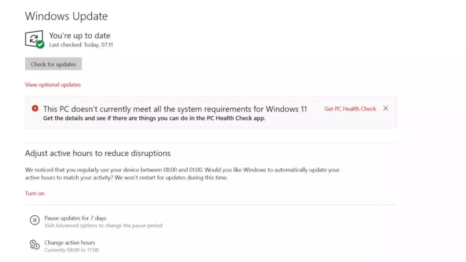 Microsoft PC Health Check uppfærsla