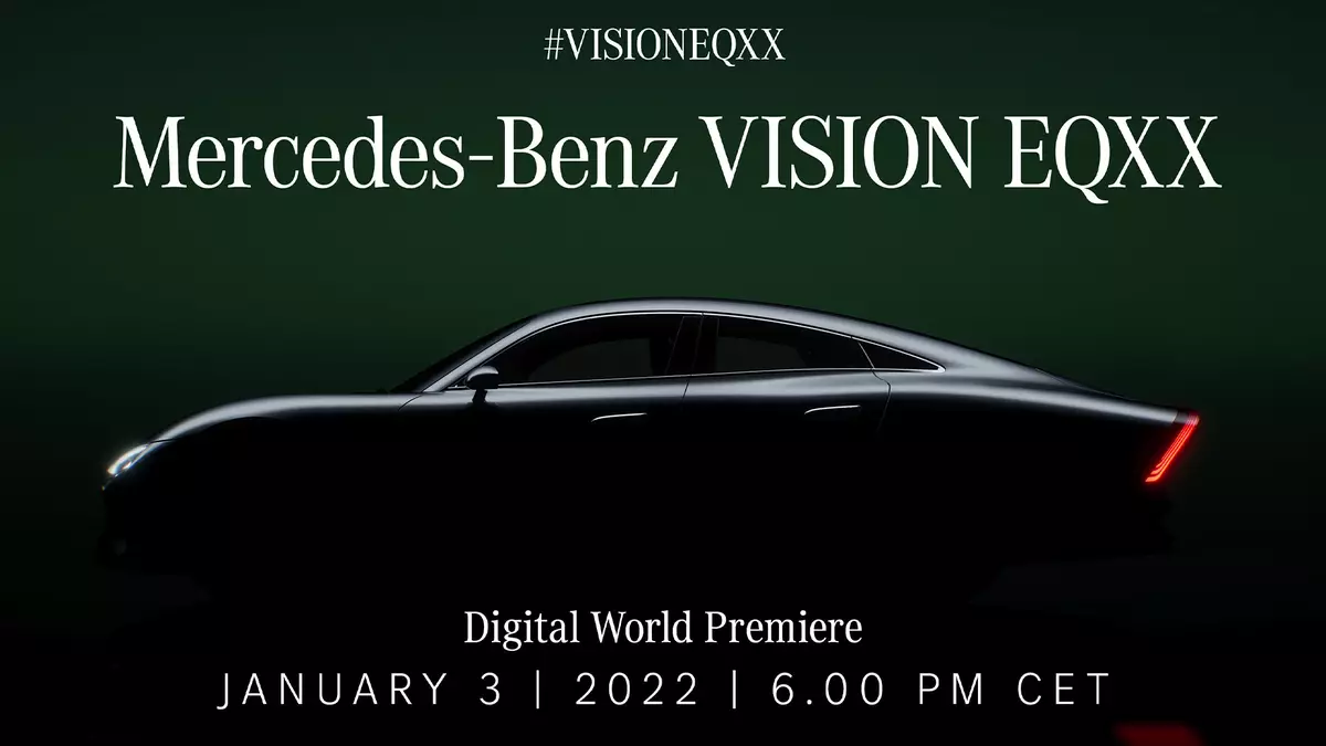 Një baner që reklamon debutimin e Mercedes-Benz Vision EQXX më 3 janar.