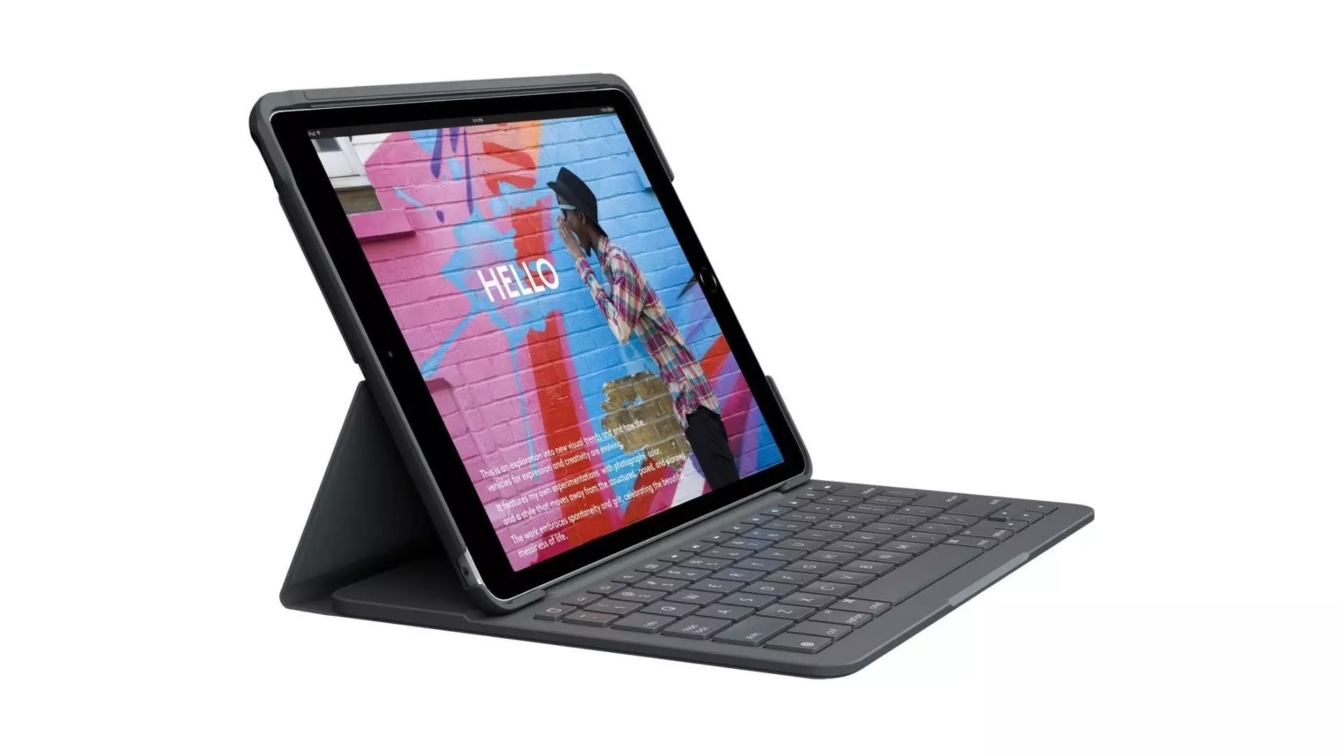 I-Logitech iPad (isizukulwane sesi-7, sesi-8 nesesi-9) Ikesi lekhibhodi ye-Slim Folio