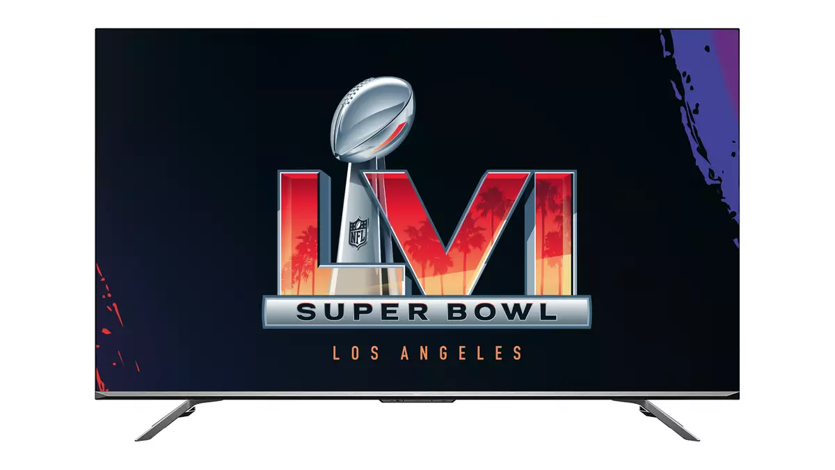 Il-logo tas-Super Bowl LVI fuq Hisense TV.