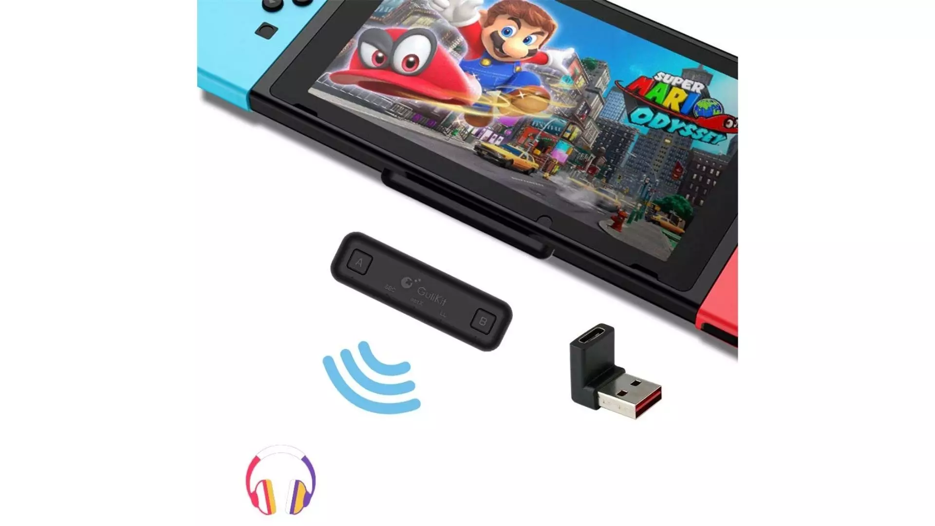 Addasydd Bluetooth Awyr GuliKit Route ar gyfer Nintendo Switch a Switch Lite
