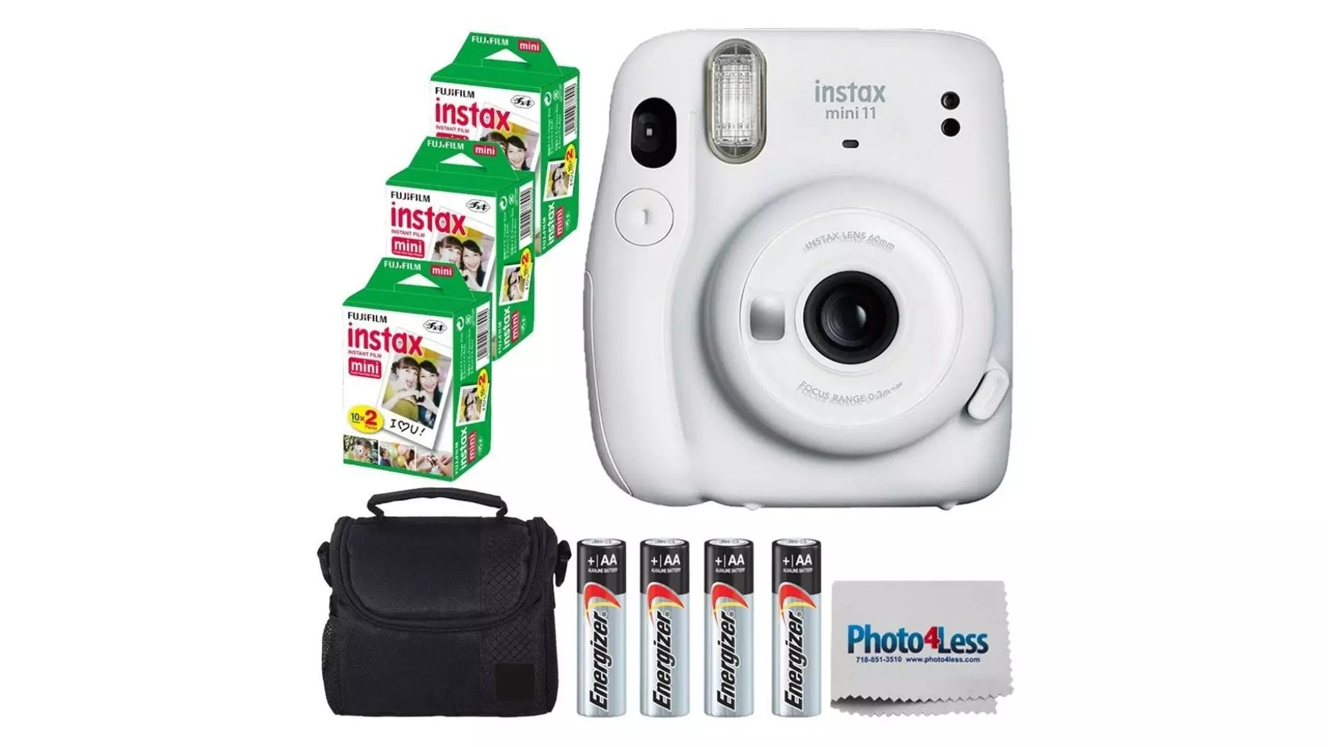 حزمة كاميرا Fujifilm Instax Mini 11 الفورية مع فيلم وحقيبة وبطاريات