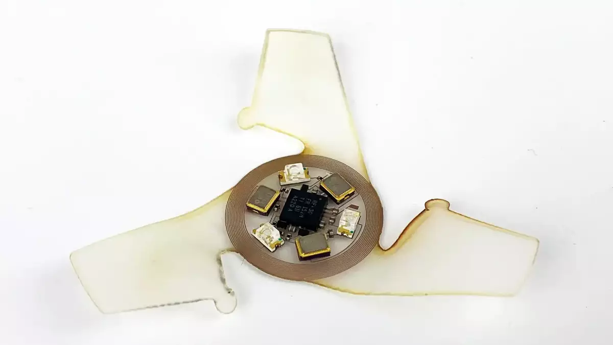 Një foto e mikroflierit, një mikroçip në ajër.