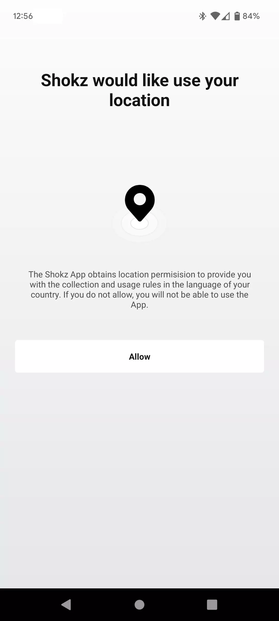 Shokz app första gången som begär platstillstånd