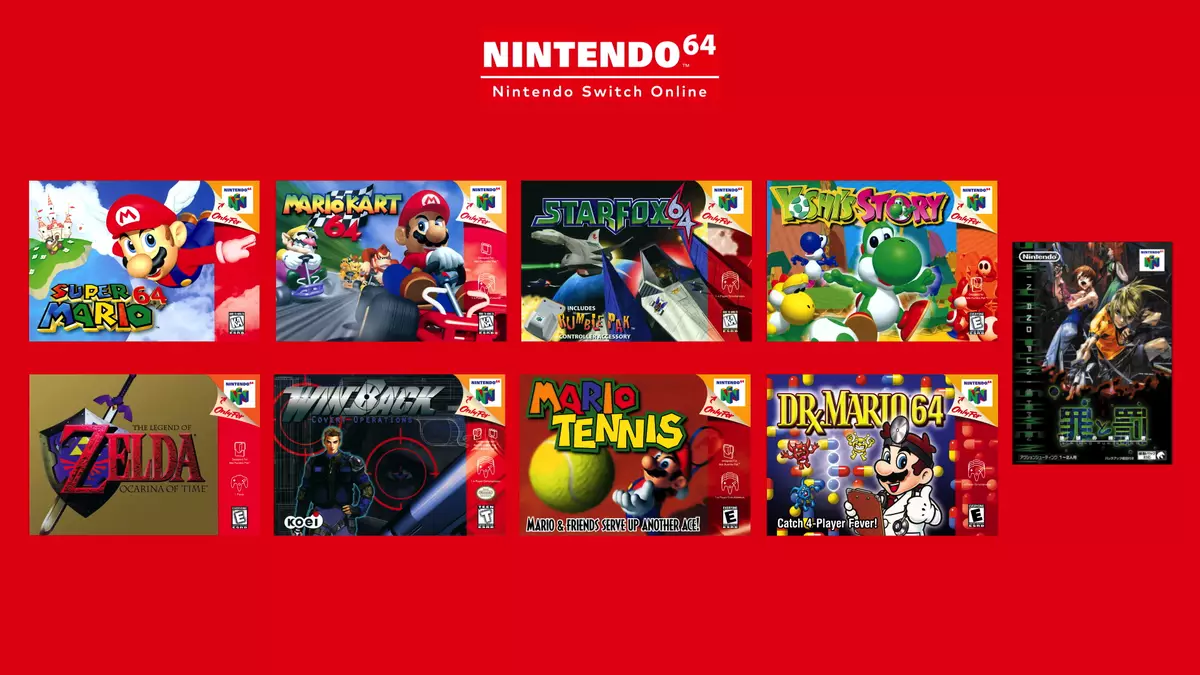 Nintendo Switch Online + Expansion Pack N64 žaidimų pasirinkimas.