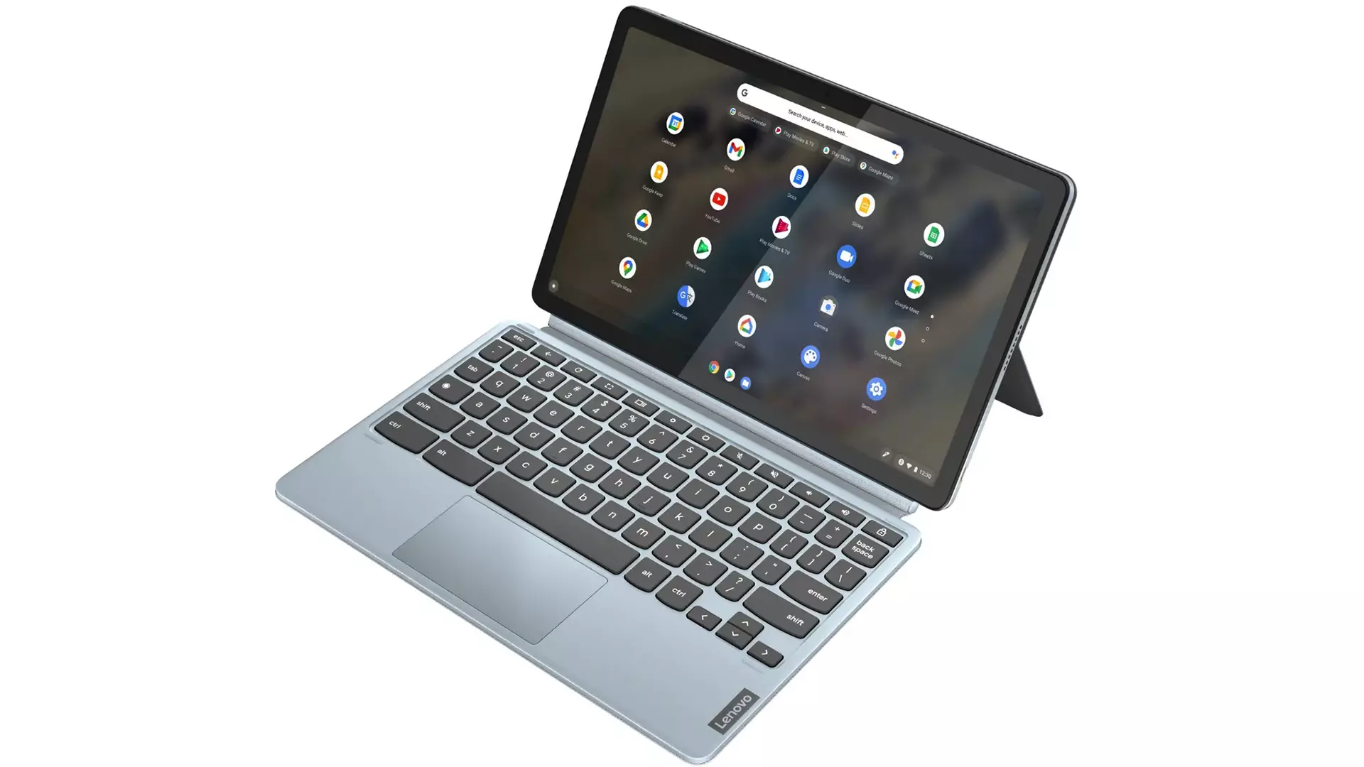 Lenovo Chromebook Duet 3 dengan papan kekunci boleh tanggalnya.