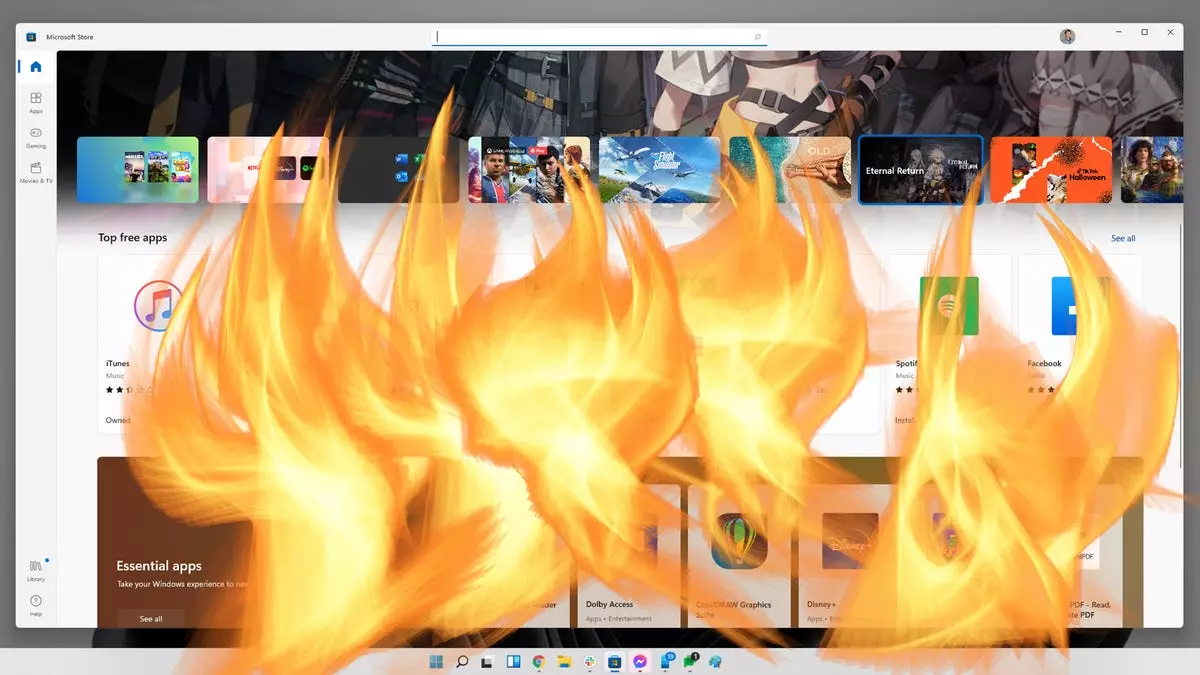 Microsoft Store en llamas
