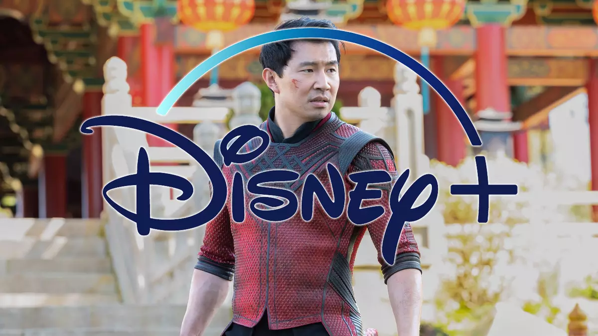 Lub Disney + logo hla ib qho chaw ntawm 'Shang-Chi'.