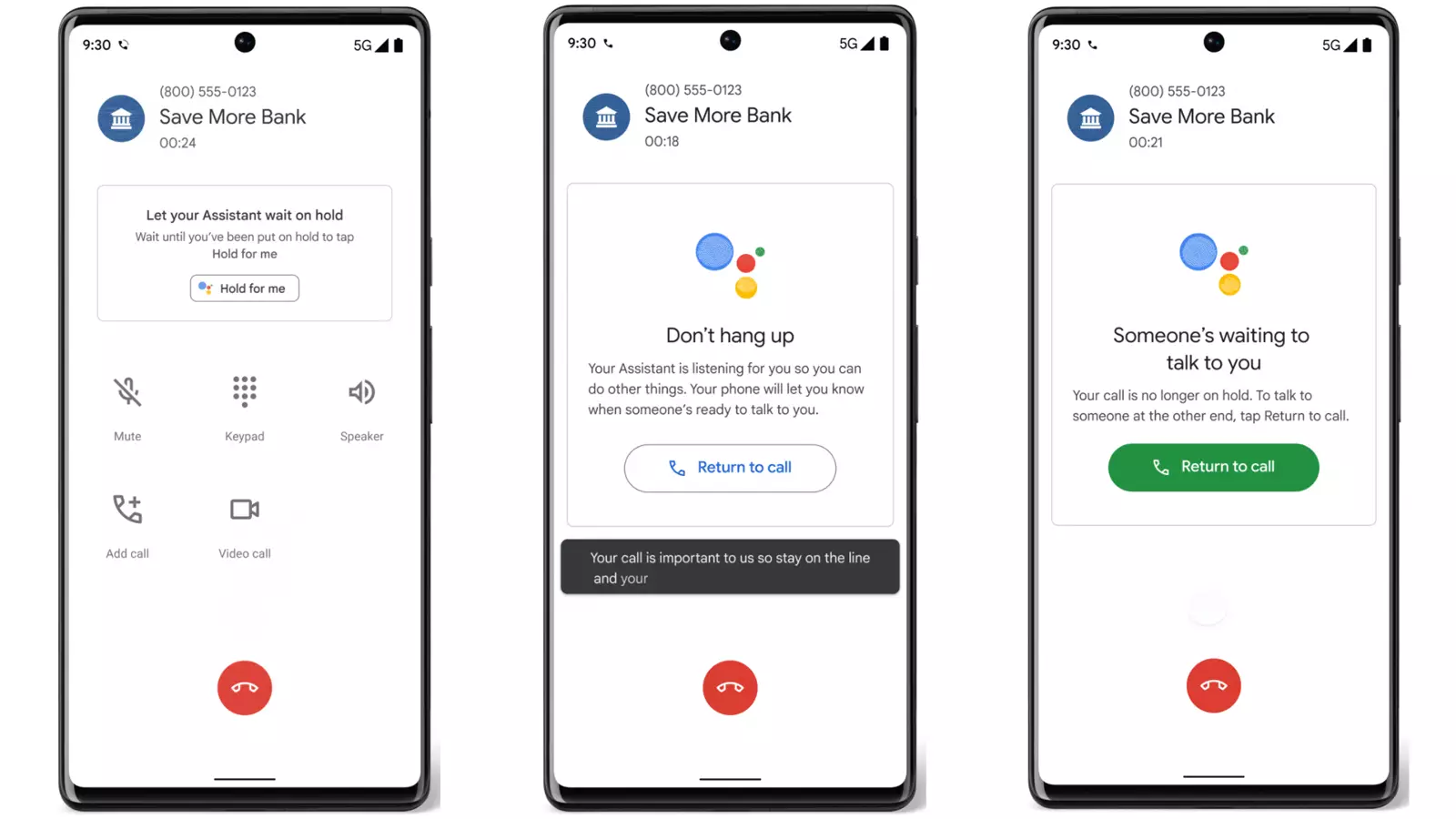 Googles Direct My Call-funktion fungerer i et telefonopkald