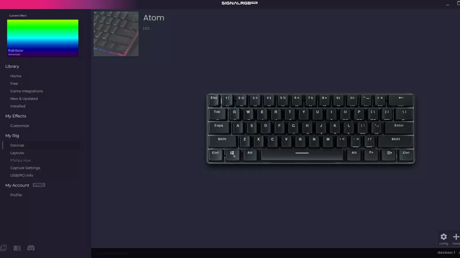 gambar kaca keyboard ATOM di SignalRGB