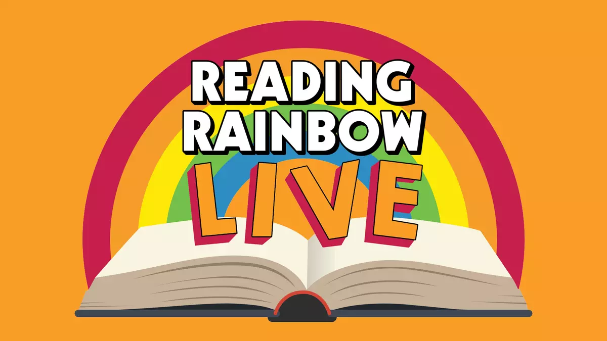 Il-banner 'Reading Rainbow Live'.