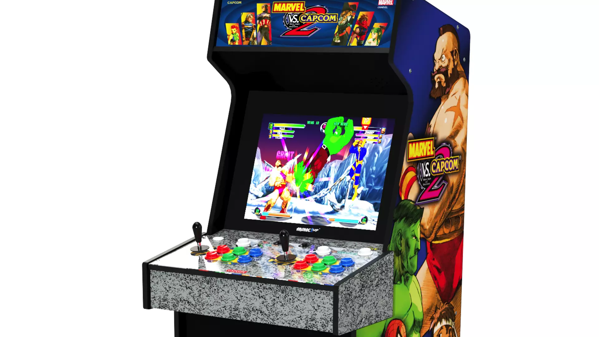 Arcade1Up's Cov Txiaj Ntsig Kawg Yog Tus Ntxuam Nyiam 'Marvel vs. Capcom 2'