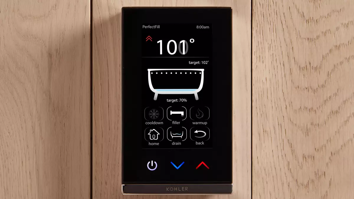 Ang Kohler PerfectFill smart bath controller.
