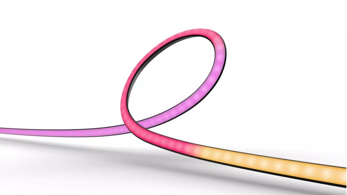 En Philips Hue Play Gradient lysstripe som viser mange farger.
