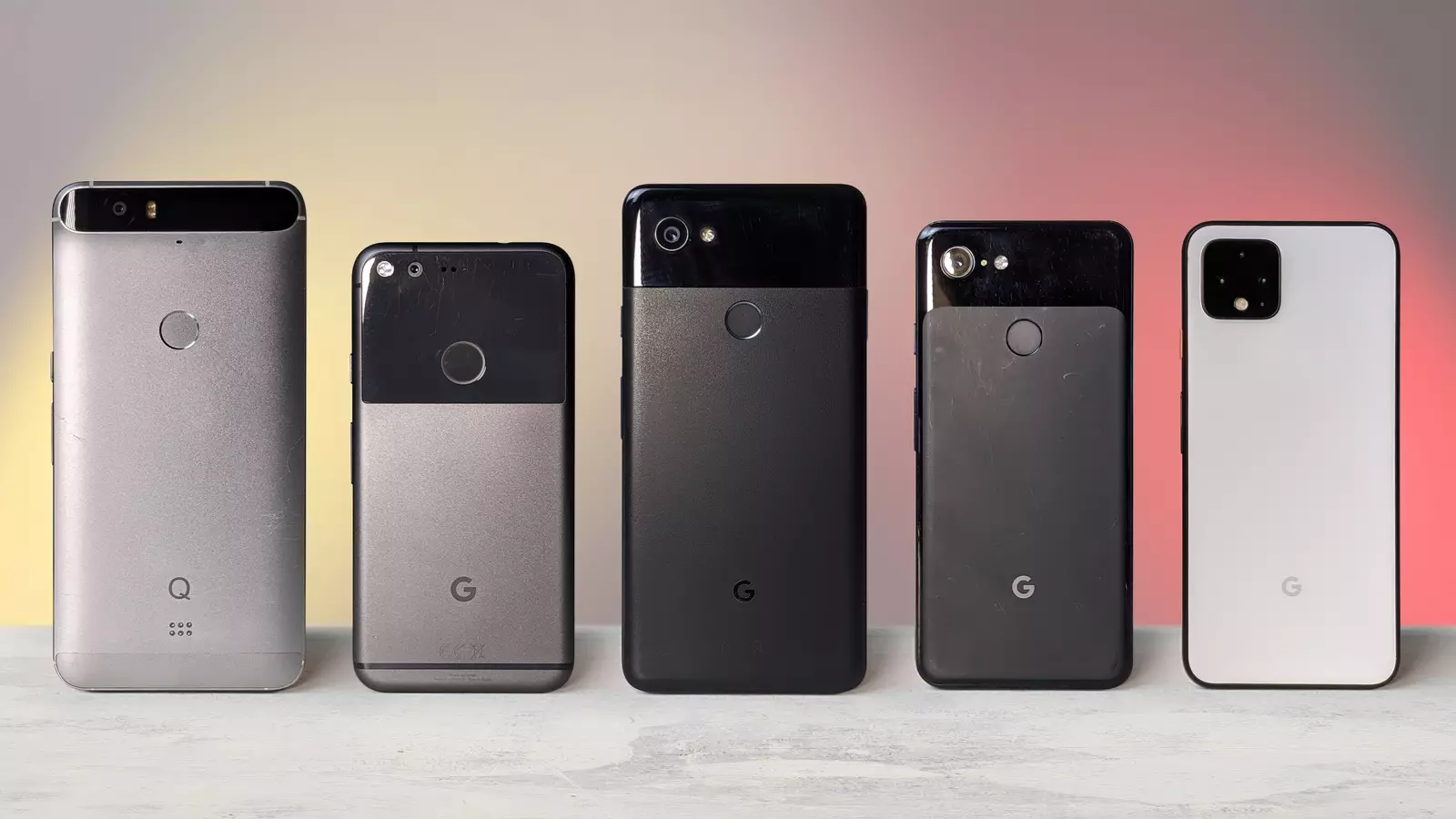 Google Pixel -evoluutio Nexus 6P:stä Pixel 4:ksi
