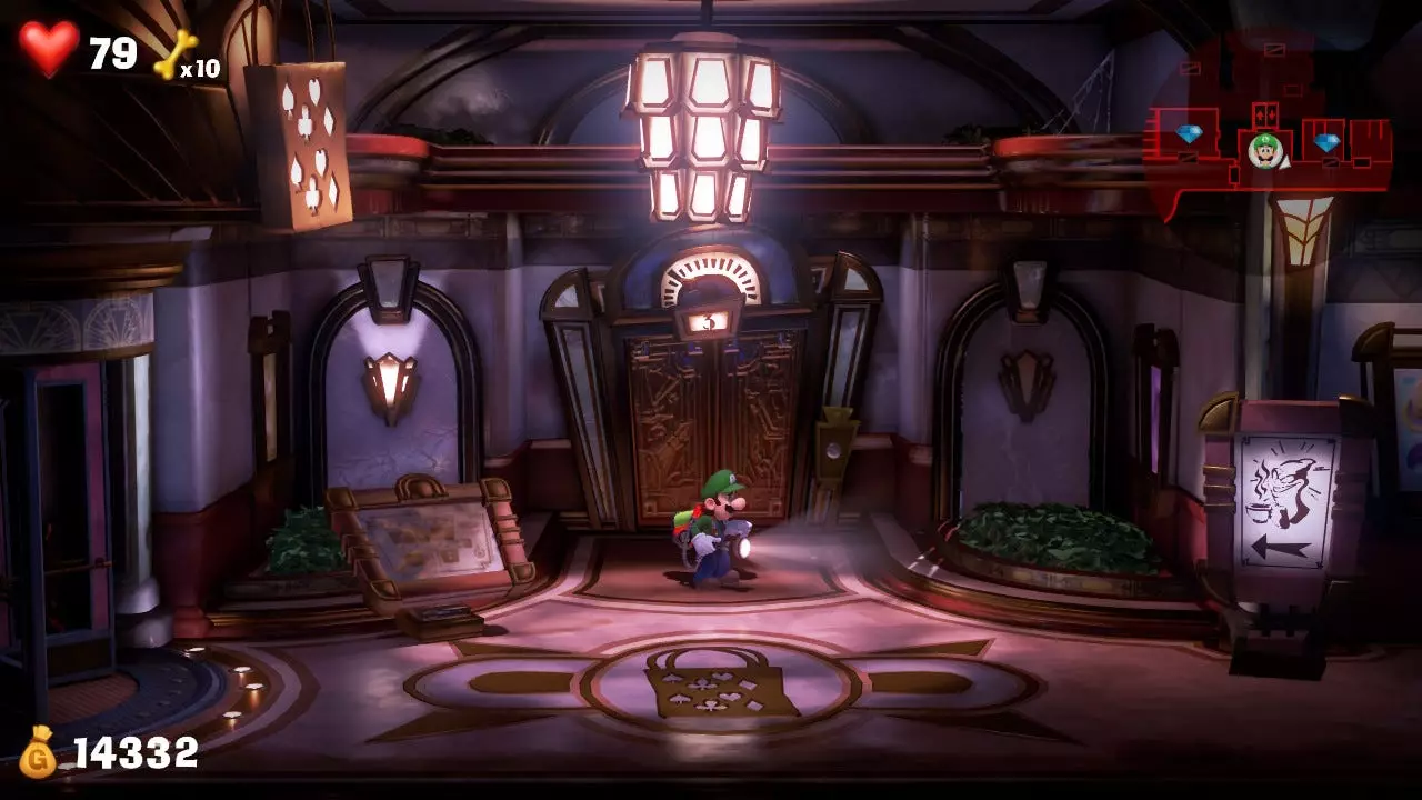 et billede fra femte sal på Luigi's Mansion 3