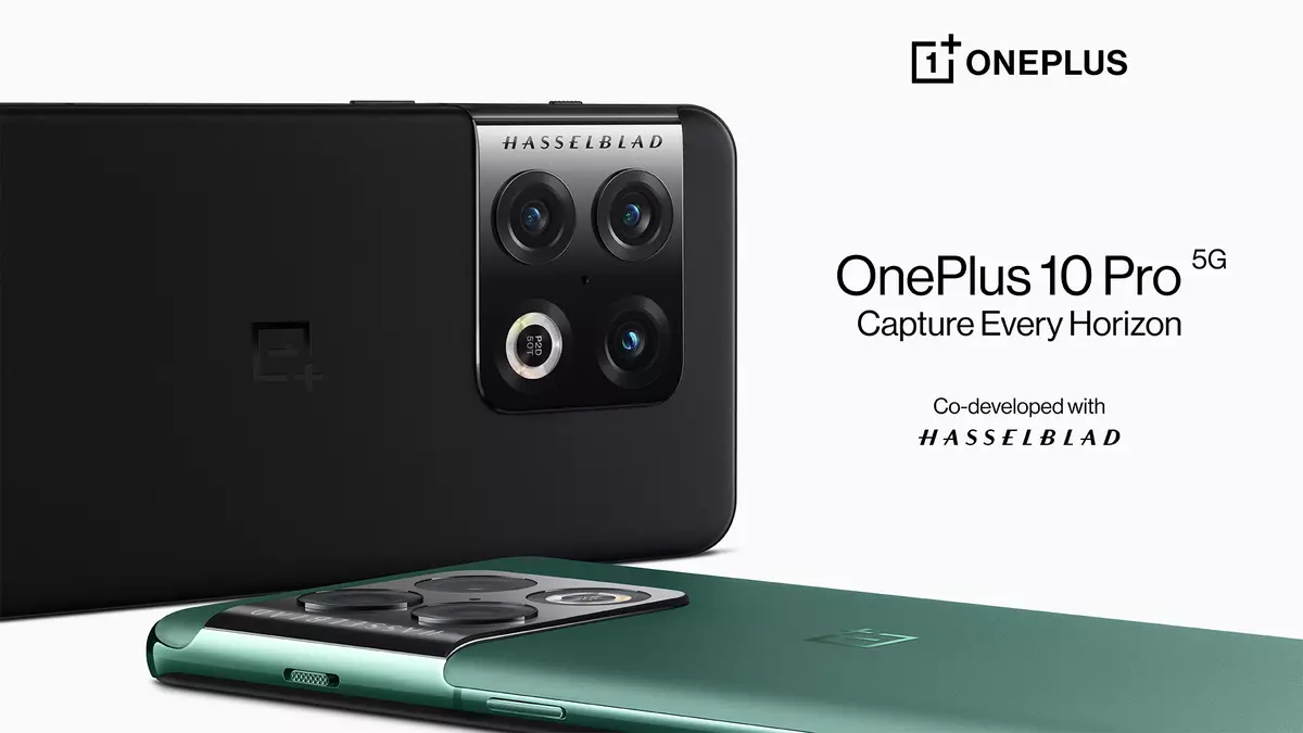 顯示 OnePlus 10 Pro 的 Hasslebald 相機陣列的預告圖。