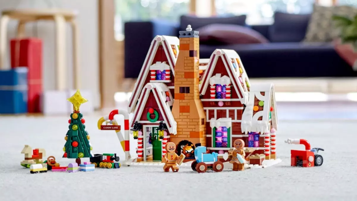 LEGO Creator Gingerbread House trên sàn trải thảm