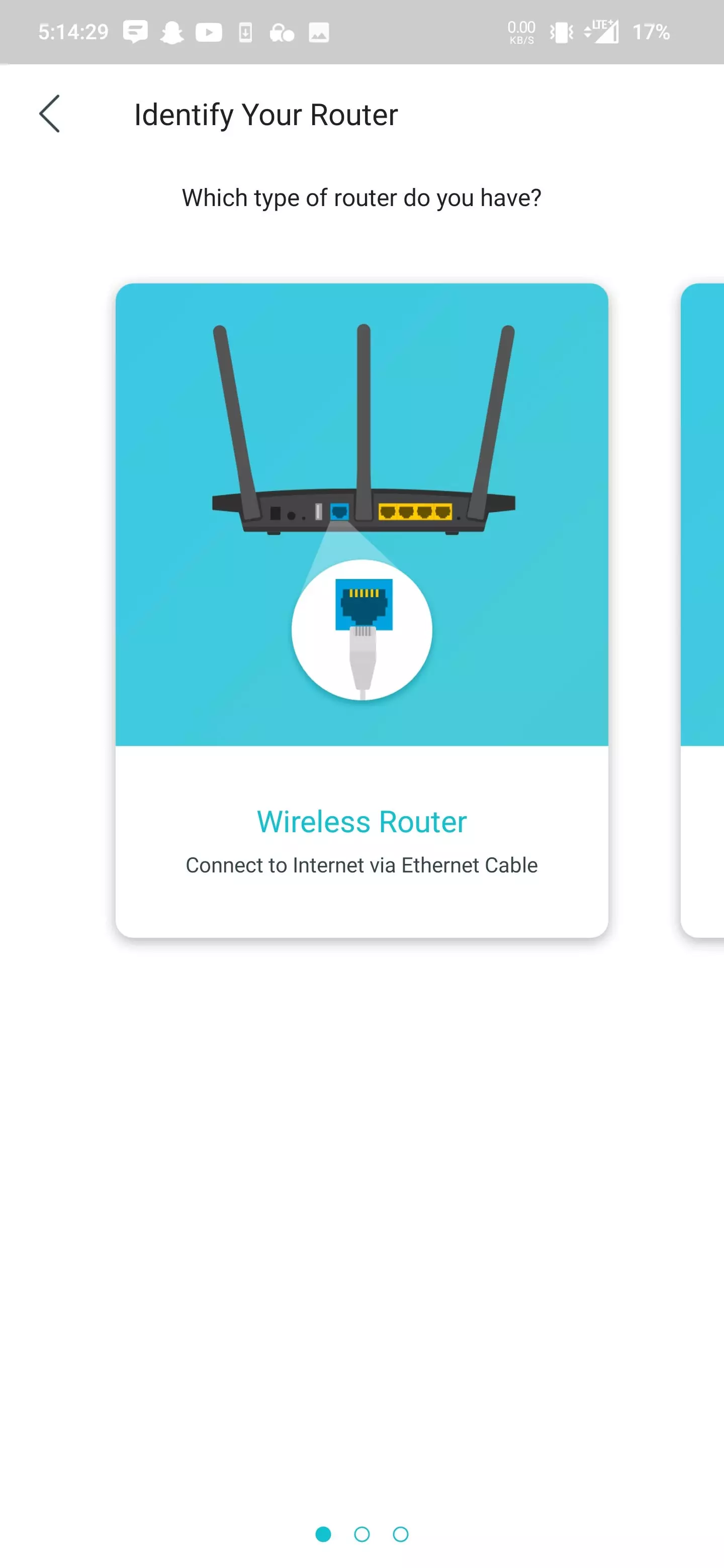 Sa TP-Link app, kailangan mo munang tukuyin ang iyong wireless router bago mag-set up