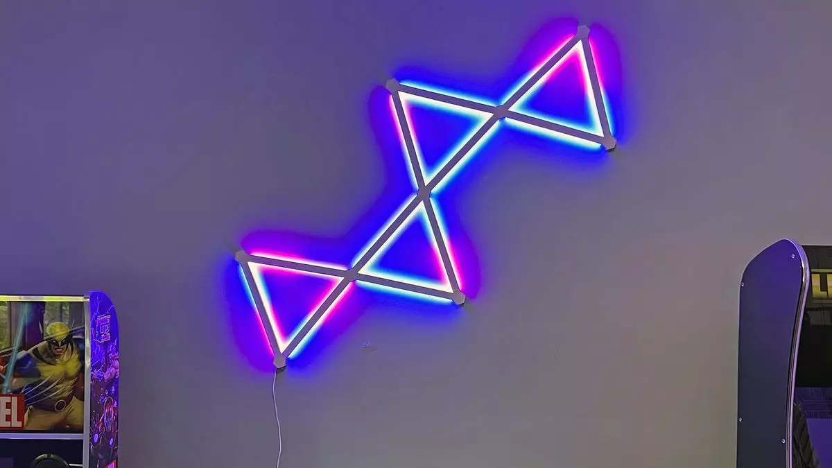 一組連接的領結形狀的智能照明。