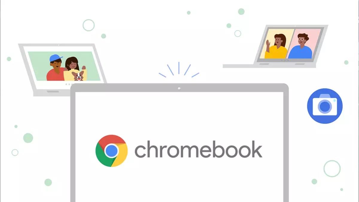 Chromebook веб-камерасын көрсететін иллюстрация.