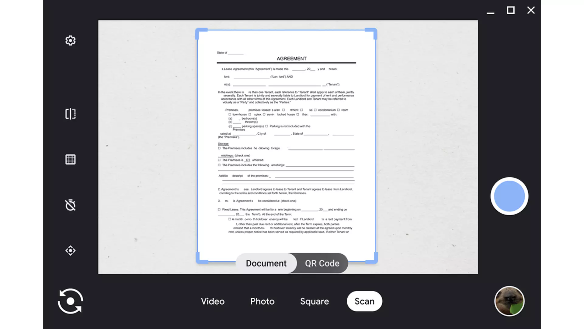 Пример сканирования документа веб-камерой Chromebook.